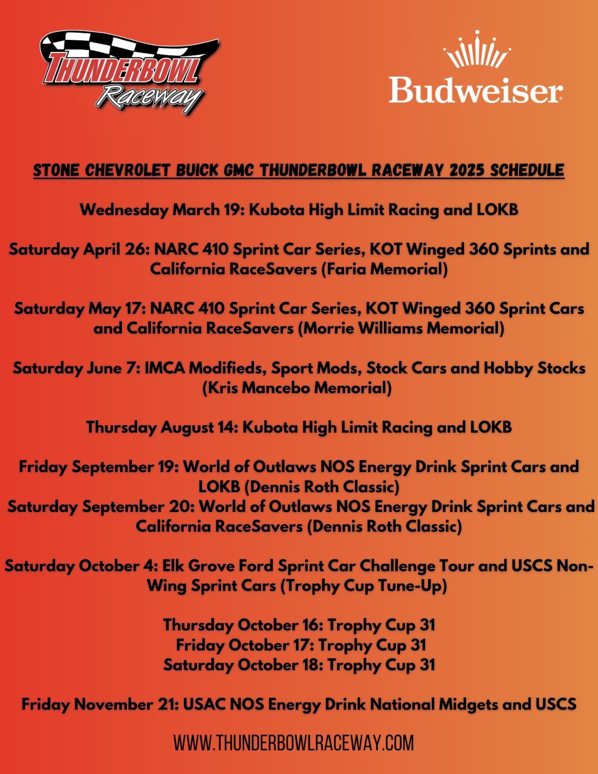 Thunderbowl Raceway announces 2025 schedule – Thunderbowl Raceway